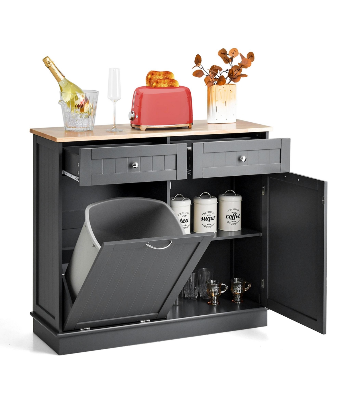 Click here for Wooden Kitchen Trash Cabinet Tilt Out Bin Holder w... prices