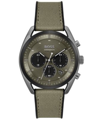 HUGO BOSS Men's Top Quartz Fashion Chronograph Black Silicone Green ...