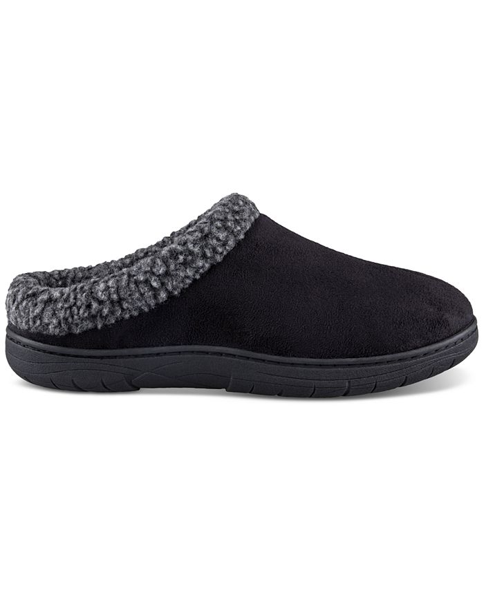 Haggar Men's Faux-Suede Rolled-Collar Clog Slippers - Macy's