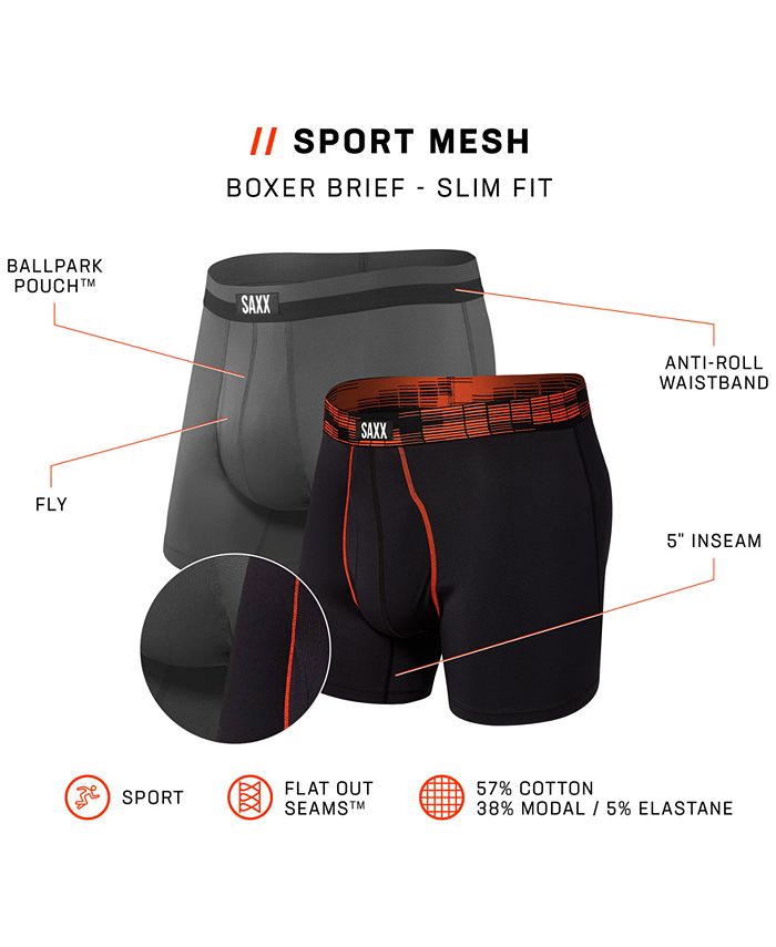 SAXX Men's Sport Mesh 2-Pk. Slim-Fit Boxer Briefs - Macy's