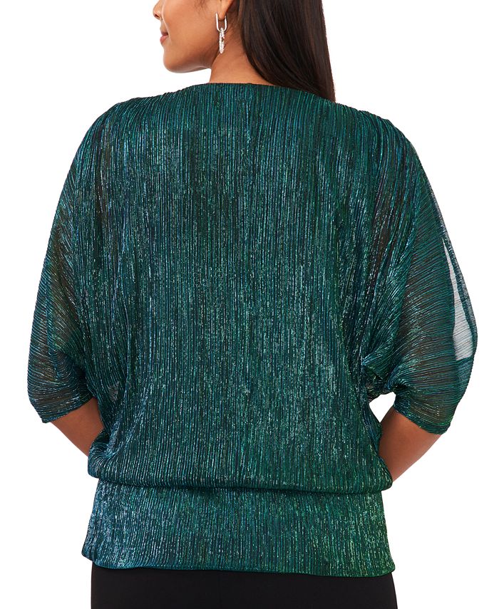 MSK Women's Metallic Blouson Split-Sleeve Blouse - Macy's