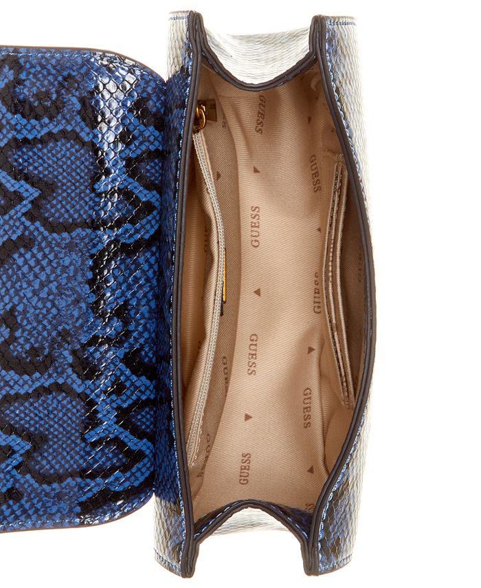 GUESS Fleet Mini Python Print Saddle Crossbody Bag - Macy's