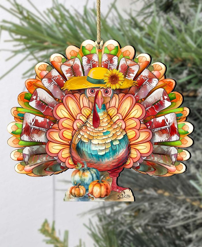Designocracy Holiday Wooden Ornaments Thanksgiving Turkey Home Decor G ...