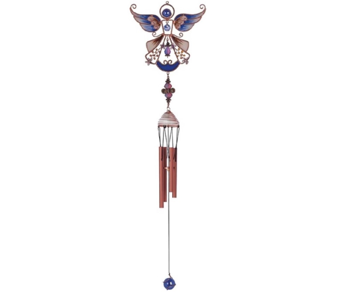 Click here for 23 Long Blue Angel Copper and Gem Wind Chime - Mul... prices