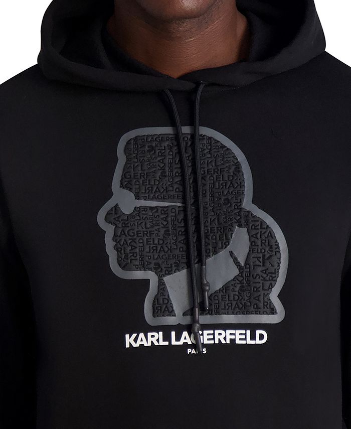 KARL LAGERFELD PARIS Men's Slim Fit Fleece Outlined Karl Logo Hoodie ...