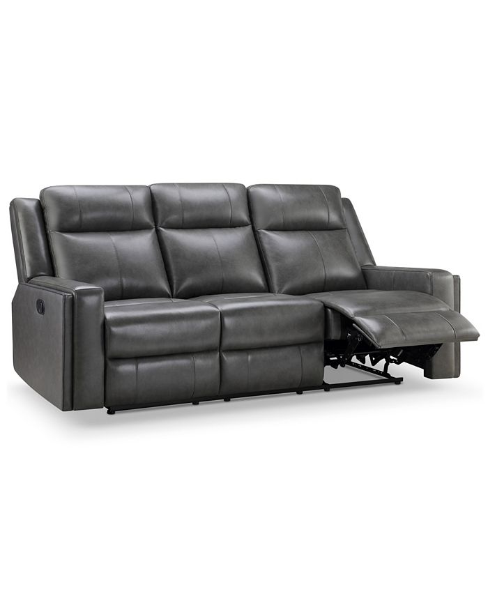 Abbyson Living Rhodes 81.5" Top-Grain Leather Manual Reclining Sofa ...
