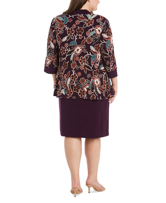 R & M Richards Plus Size Floral Jacket & Necklace Dress - Macy's