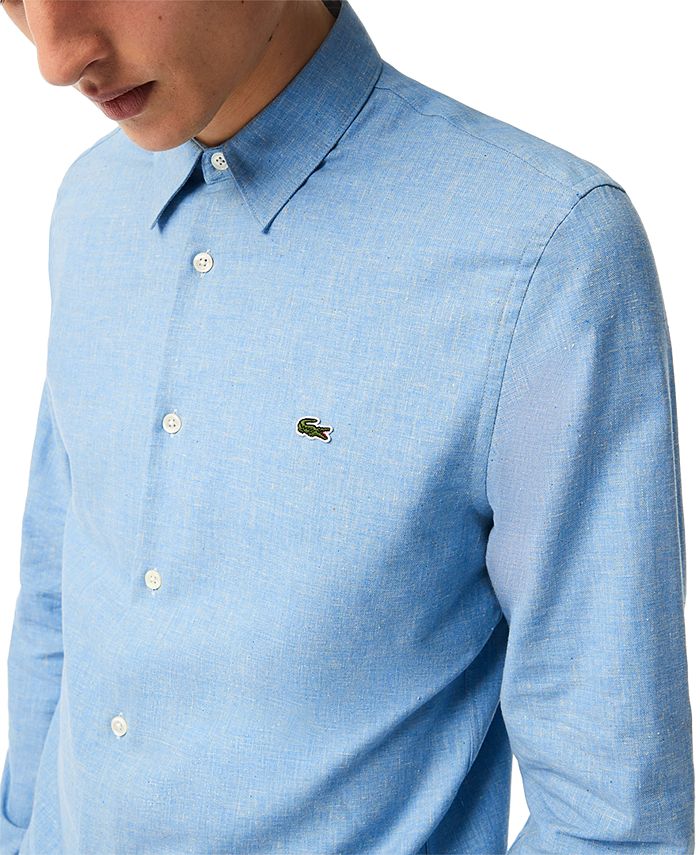 Lacoste Men's Slim-Fit Solid Long-Sleeve Button-Up Shirt - Macy's