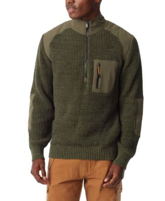 BASS OUTDOOR Men's Quarter-Zip Long Sleeve Pullover Patch Sweater - Macy's