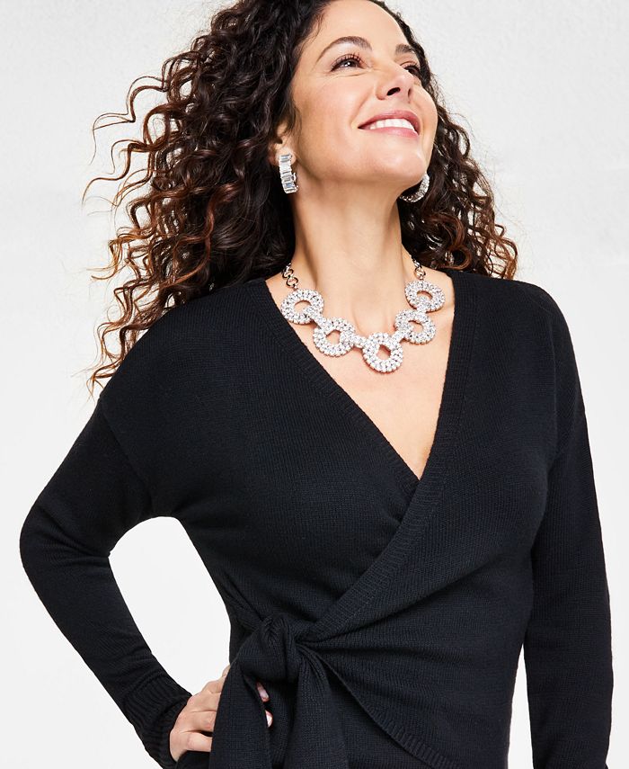 I.N.C. International Concepts Women's Surplice Wrap Sweater, Created ...