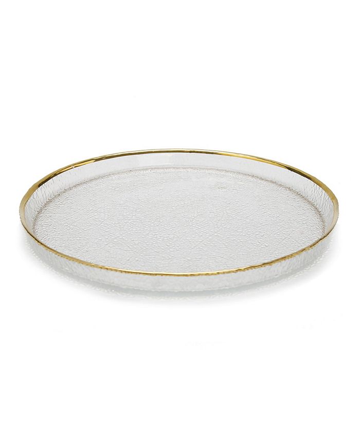 Classic Touch Pebbled Glass Dinner Plates Raised Rim with Border, Set ...