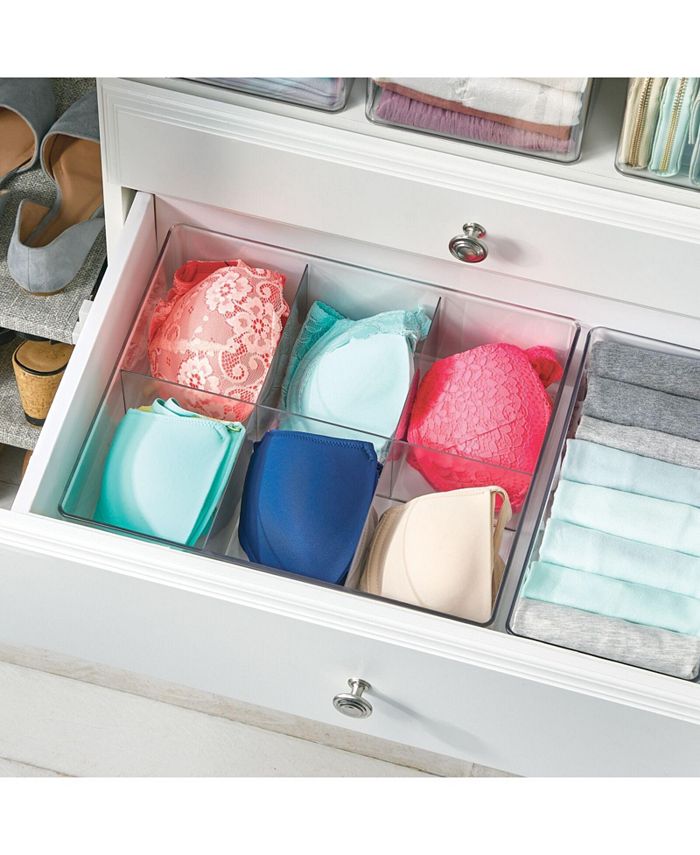 mDesign Plastic Divided 6 Section Closet/Dresser Drawer Organizer, 2 ...