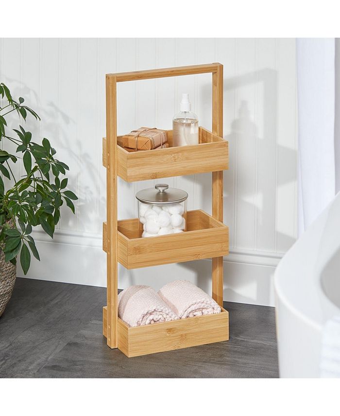 mDesign Free-Stand Wood Bamboo 3-Tiered Storage Rack Shelf for Bathroom ...