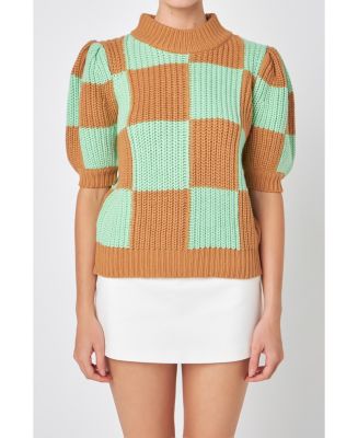 English Factory Women's Check Pattern Sweater - Macy's