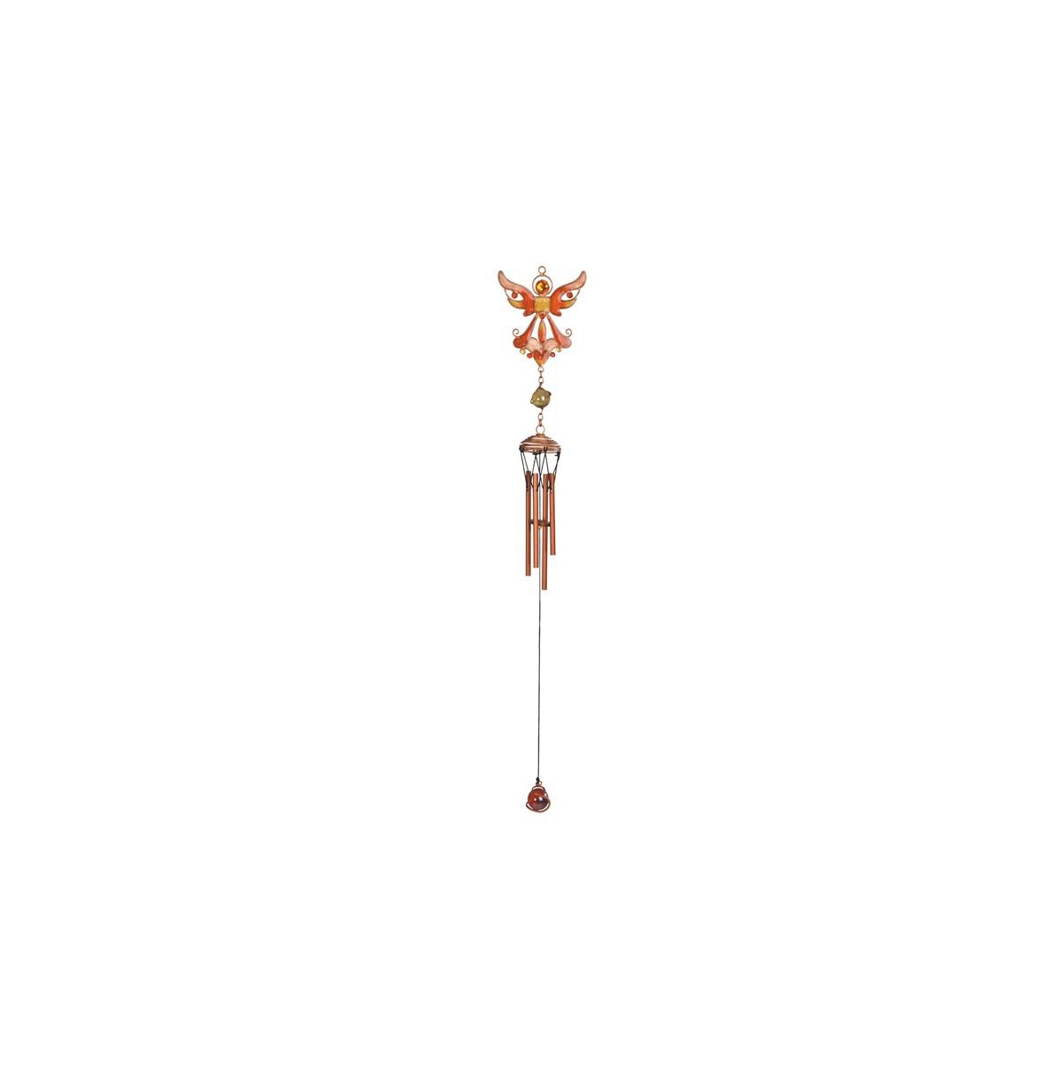 Click here for 18 Long Orange Angel Copper and Gem Wind Chime - O... prices