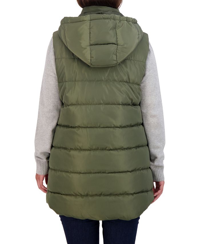 Sebby Collection Plus Size Long Puffer Vest Jacket with Detachable Hood ...