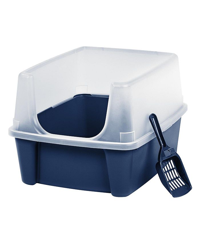 IRIS USA USA Open Top Cat Litter Tray with Scoop and Scatter Shield ...