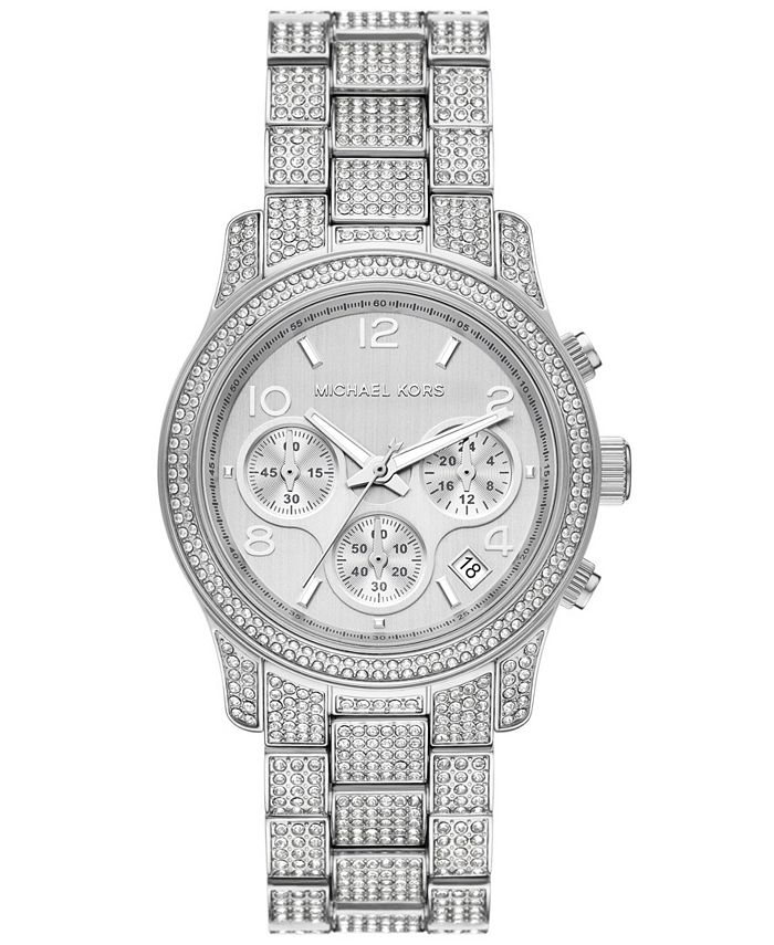 Michael Kors Women's Runway Chronograph Silver-Tone Stainless Steel ...