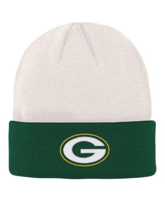 Big Boys and Girls Cream, Green Green Bay Packers Bone Cuffed Knit Hat ...