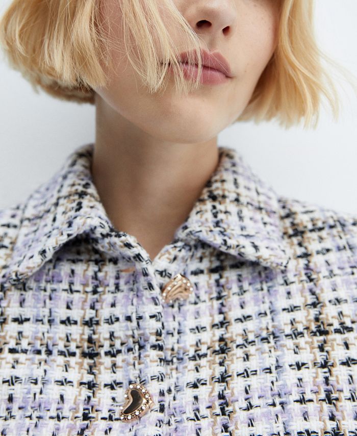 MANGO Women's Tweed Bomber Jacket - Macy's