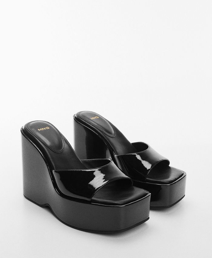 MANGO Women's Patent Leather Effect Platform Sandals - Macy's