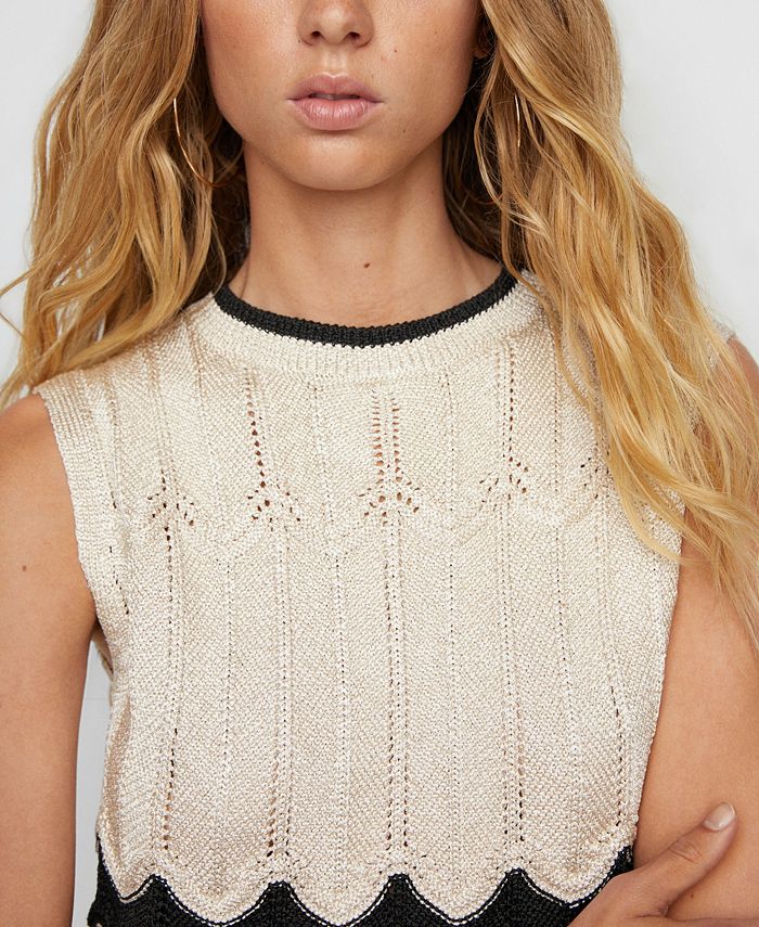 MANGO Women's Fringed Detail Knit Top - Macy's