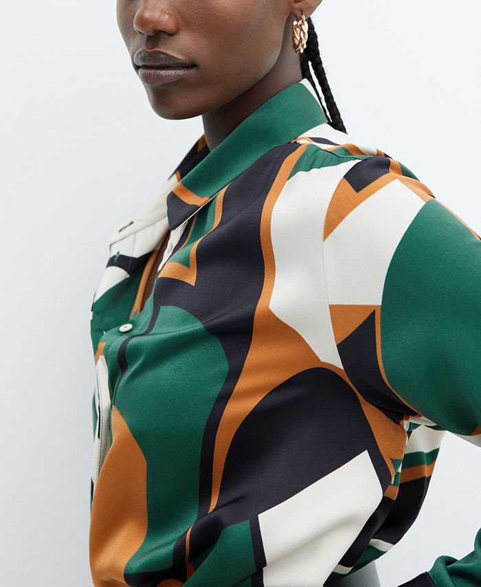 MANGO Women's Geometric Shirt Dress - Macy's