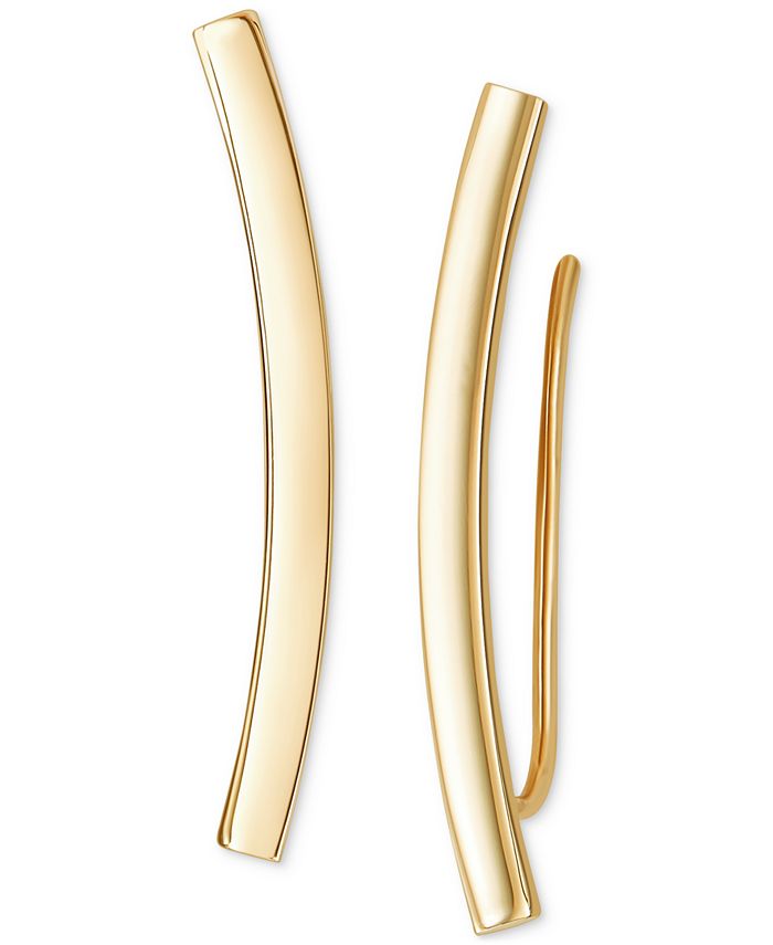 Macy's Polished Curved Bar Ear Climber in 10k Gold - Macy's