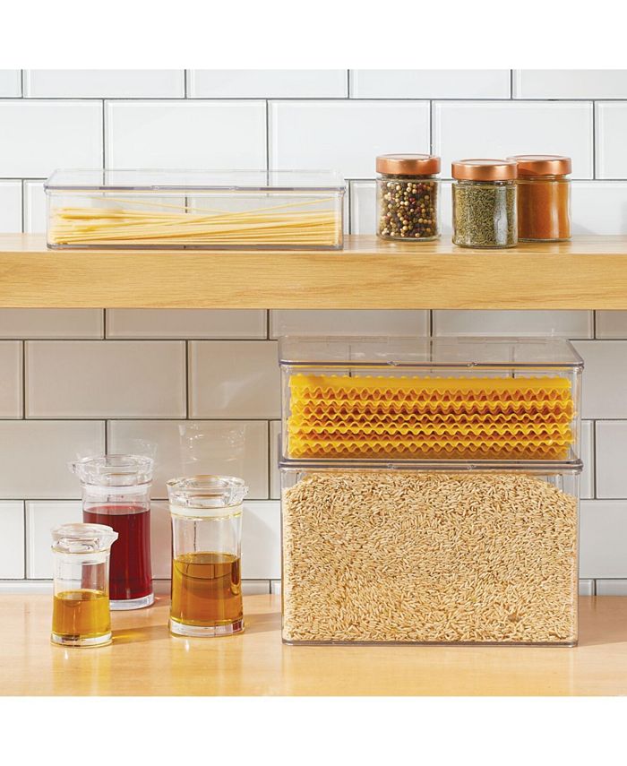 mDesign Kitchen Pantry/Fridge Storage Organizer Box - Hinged Lid, 2 ...