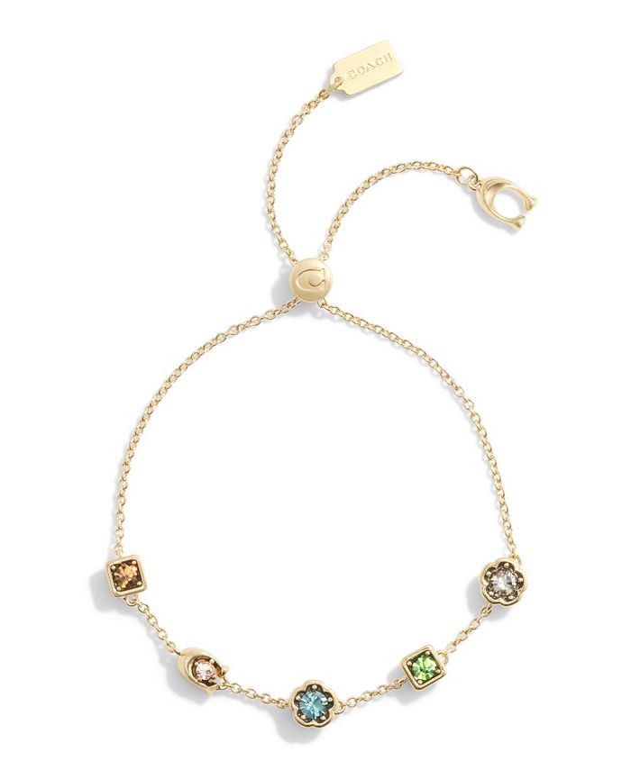 COACH Faux Stone Signature Sculpted C Gem Slider Bracelet - Macy's