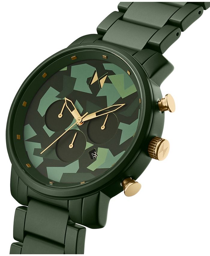 MVMT Men's Camo Chrono Matte Olive Green Ceramic Bracelet Watch 45mm ...