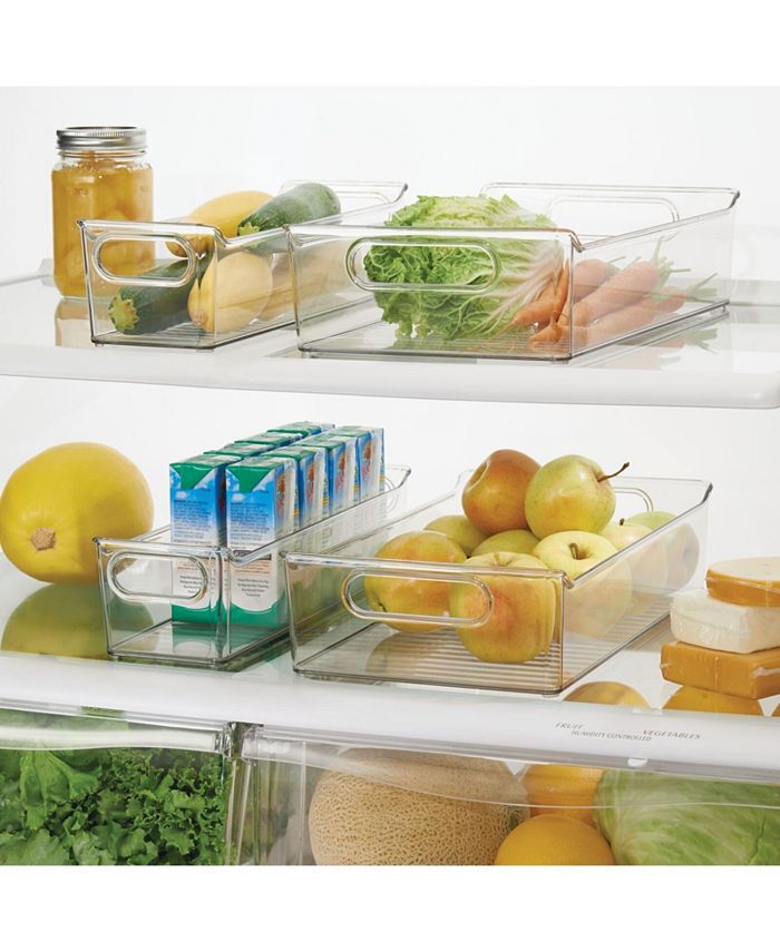 mDesign Slim Plastic Kitchen Storage Container Bin with Handles, 4 Pack ...
