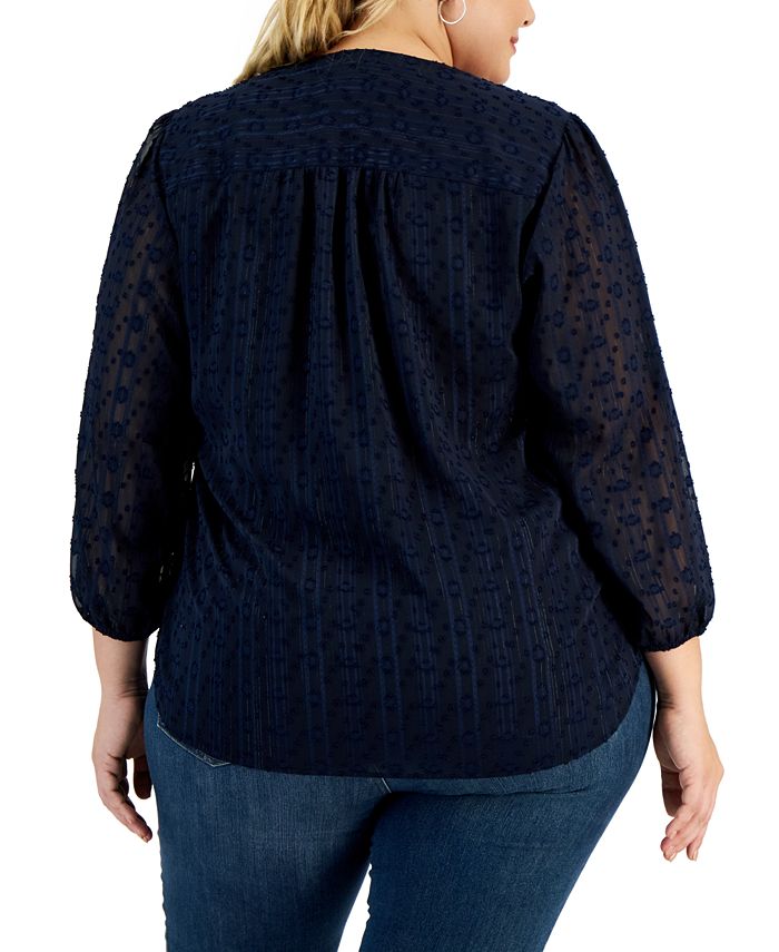 Tommy Hilfiger Plus Size Daisy Clip Pintucked Tunic Top - Macy's