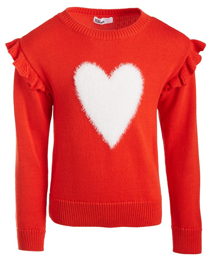Epic Threads Little Girls Heart Pullover Sweater, Created for Macy's ...