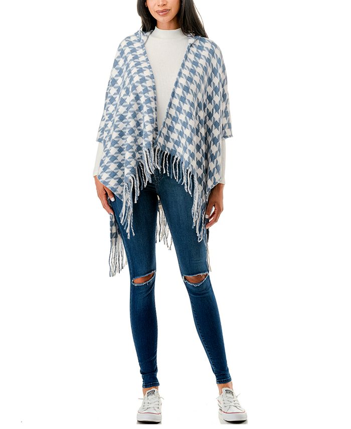 Marcus Adler Hooded Houndstooth Ruana Scarf - Macy's
