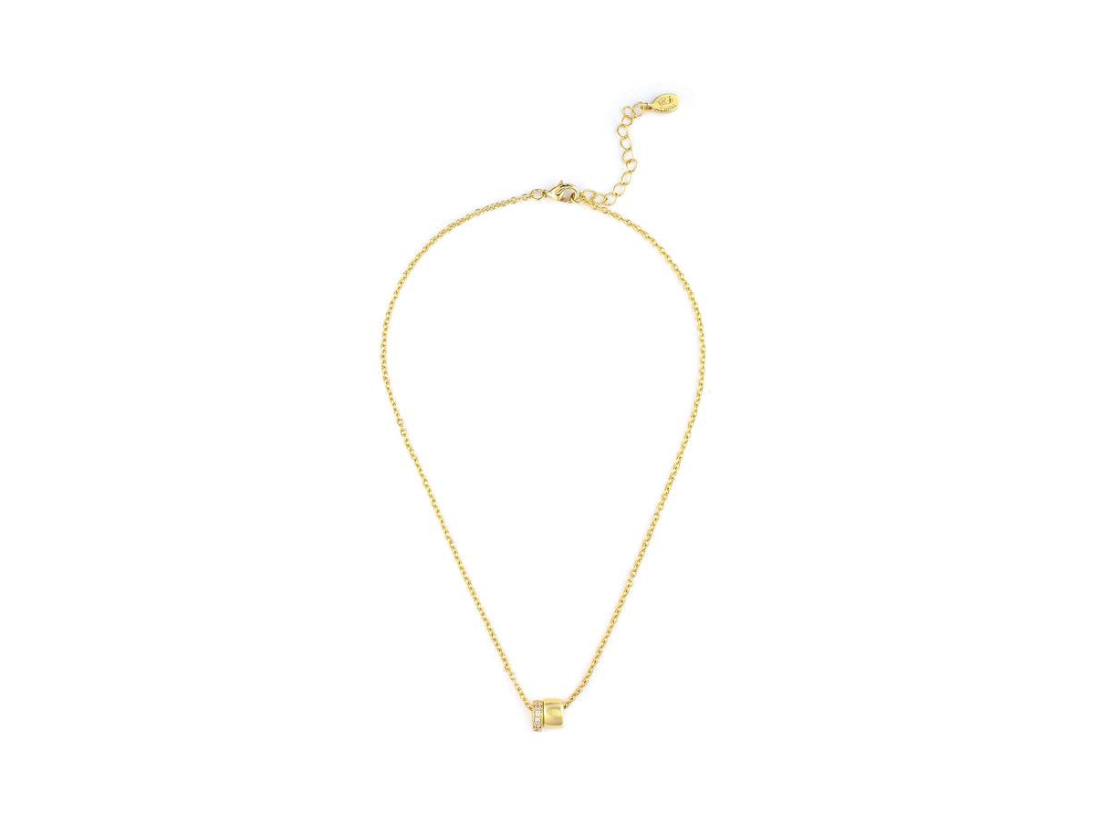 Click here for Pave and Polished Ring Pendant Necklace - Gold wit... prices