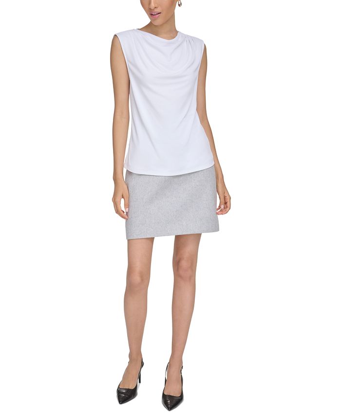 Calvin Klein Petite Sleeveless Cowlneck Shell Top - Macy's