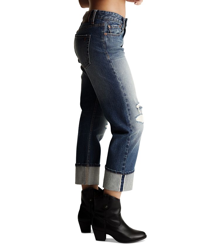 Frye Women's Distressed Cuffed Relaxed-Fit Jeans - Macy's