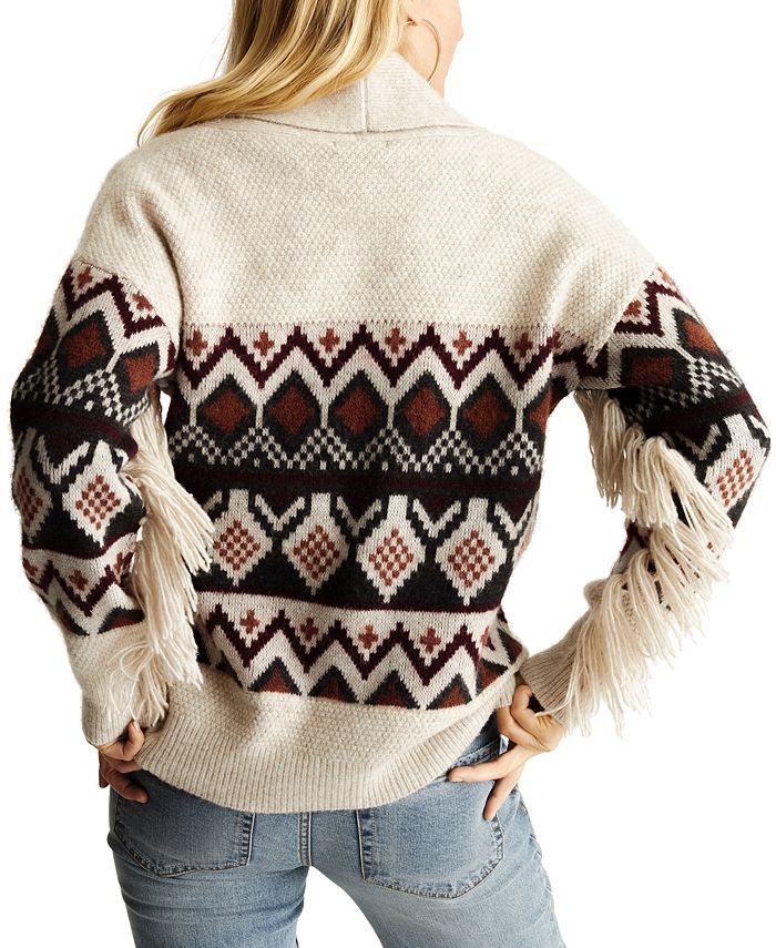 Frye Women's Fringe-Sleeve Snap-Front Shawl Cardigan Sweater - Macy's