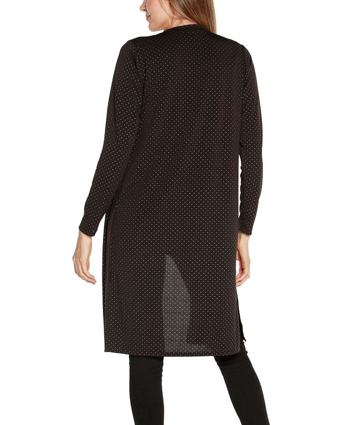 Belldini Black Label Women's Textured Metallic Print Cardigan Top - Macy's