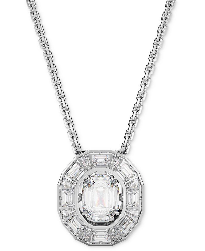Swarovski Mesmera Silver-Tone Crystal Pendant Necklace, 18-1/2" - Macy's