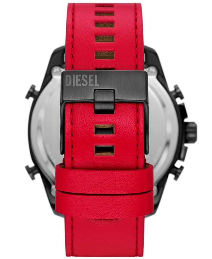 Diesel Men's Mega Chief Digital Red Leather Watch 51mm - Macy's