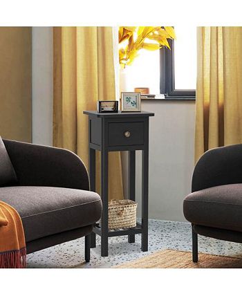 Slickblue 2 Tier Slim Nightstand Bedside Table with Drawer Shelf - Macy's