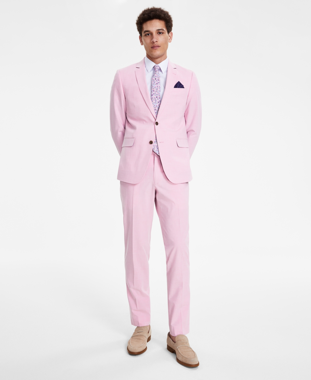 Click here for Nick Graham Mens Slim Fit Stretch Suits - Pink prices