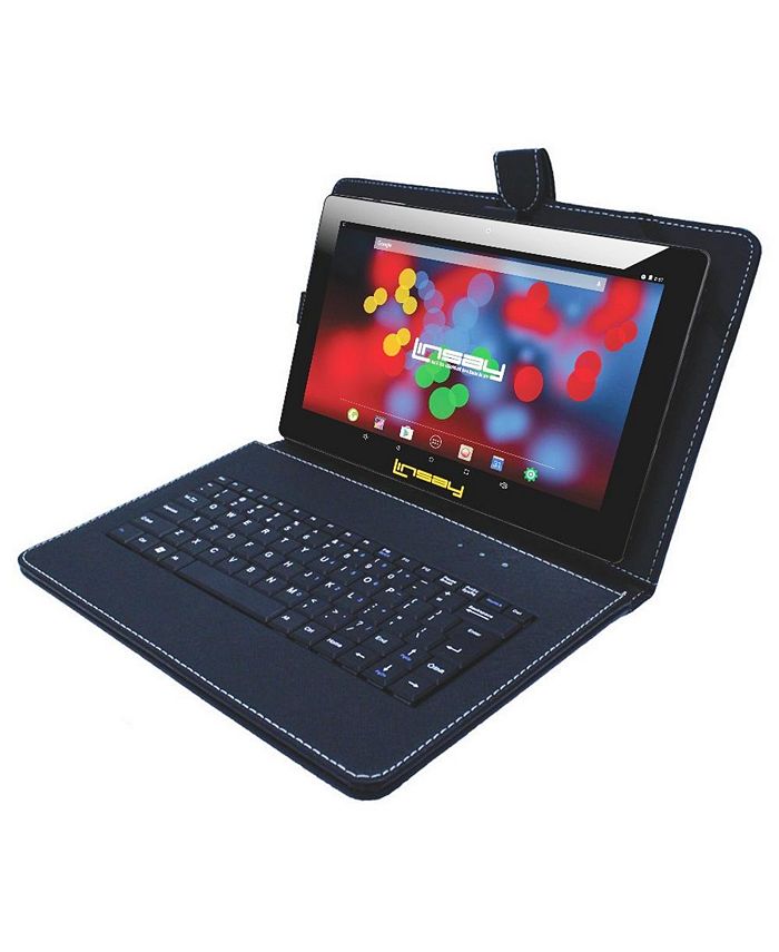 LINSAY New 10.1" Tablet Bundle with Black Keyboard Case Folio design ...