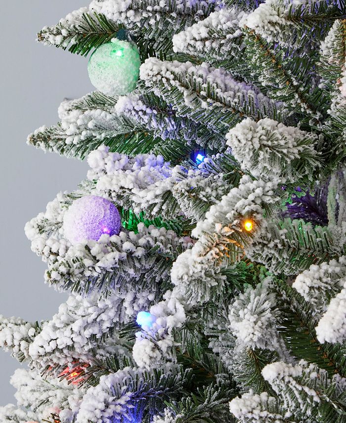 Seasonal Snow Kissed Pine 5' Pre-Lit Flocked PVC Slim Tree with Metal ...