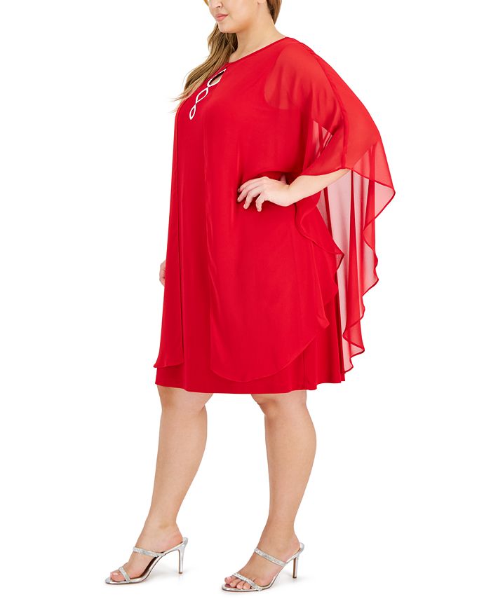 Connected Plus Size Cape-Overlay Sheath Dress - Macy's