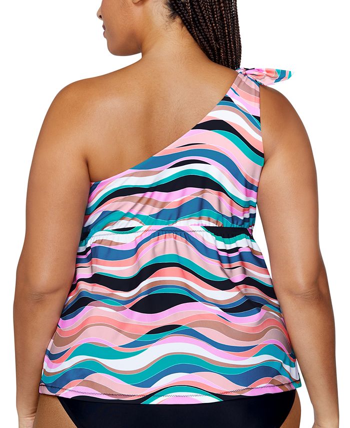 Raisins Curve Trendy Plus Size Marita One-Shoulder Tankini Top - Macy's