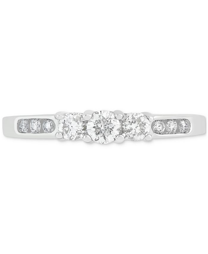 Macy's Diamond Three Stone Channel-Set Engagement Ring (1/2 ct. t.w ...