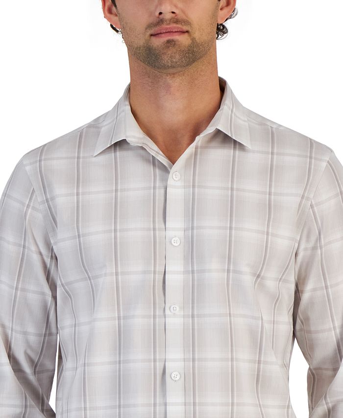 Alfani Men's Plaid Print Long-Sleeve Button-Up Shirt, Created for Macy ...